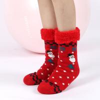 China Wholesale custom female winter warm fluffy socks non-slip skin-friendly slipper socks with christmas lovely christmas stocking for sale