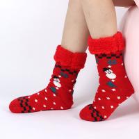 China Wholesale custom female winter warm fluffy socks non-slip skin-friendly slipper socks with christmas lovely christmas stocking for sale