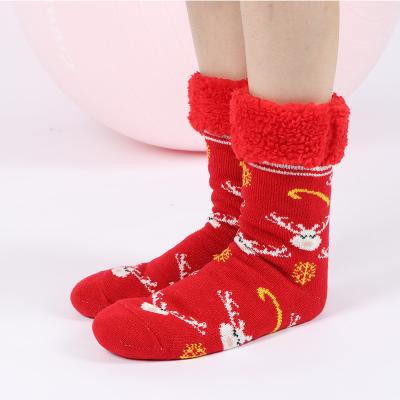 China ladies house indoor non skid socks sweat absorbed soft socks with cute cartton animal women winter thick fur socks for sale
