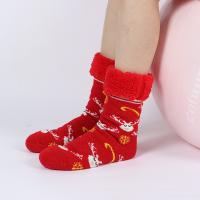 China ladies house indoor non skid socks sweat absorbed soft socks with cute cartton animal women winter thick fur socks for sale
