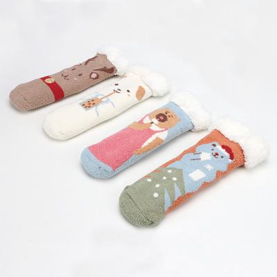 China female winter skin-friendly breathable mid length sherpa socks non-slip homes socks antiskid absorb sweat women fuzzy sock for sale