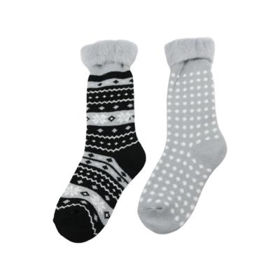 China 2 pairs Skidproof acrylic Warm Winter chunky Knitted slipper Socks for women anti slip socks for sale