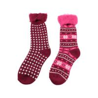 China 2 pairs Skidproof acrylic Warm Winter chunky Knitted slipper Socks for women anti slip socks for sale