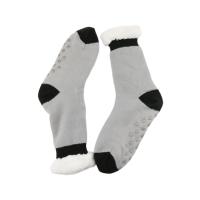 China Gray  Cashmere Knitted Fleece Slipper Socks Home Indoor Sweater Sherpa Slipper Socks for sale