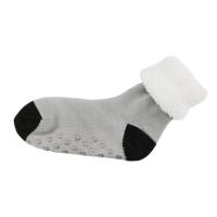China Gray  Cashmere Knitted Fleece Slipper Socks Home Indoor Sweater Sherpa Slipper Socks for sale