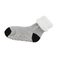 China Gray  Cashmere Knitted Fleece Slipper Socks Home Indoor Sweater Sherpa Slipper Socks for sale