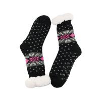 China Snowflake Knit Fuzzy Slipper Socks Warm Thick Heavy Fleece Lined Fluffy Slipper Socks for sale
