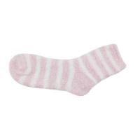 China Polyester Ladies Slipper Socks  Pink White Stripes Indoor  Fluffy Warm for sale