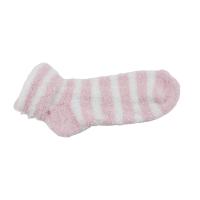 China Polyester Ladies Slipper Socks  Pink White Stripes Indoor  Fluffy Warm for sale