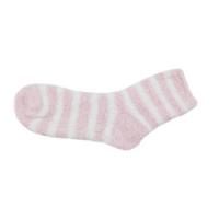 China Polyester Ladies Slipper Socks  Pink White Stripes Indoor  Fluffy Warm for sale