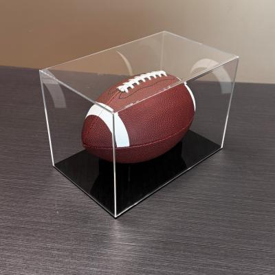 China Football Rugby Collectibles Acrylic Display Box with Clear Dustproof Cover and Custom Logo 30x17.6x20CM Size for sale