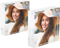 China Clear Acrylic Photo Frame with Double Sided Display and Free tanding Design for Desktop Pictures for sale