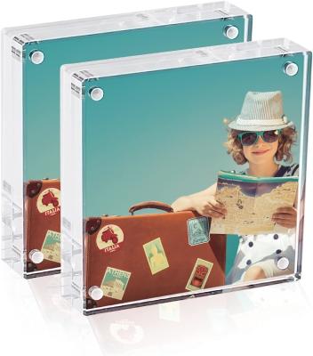 China Clear Acrylic Photo Frame with Double Sided Display and Free tanding Design for Desktop Pictures for sale