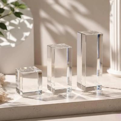 China Crisp Edges Solid Clear Acrylic Block Rectangular Photo Display Block 50MM for sale
