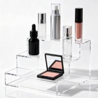 China Custom Clear Acrylic Display For Cosmetics With 3 Floors Cosmetics Perspex Display Stand for sale