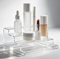 China Custom Clear Acrylic Display For Cosmetics With 3 Floors Cosmetics Perspex Display Stand for sale