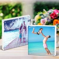 China Magnetic Closure 4x4 Acrylic Photo Block For Desktop Perspex Photo Frames for sale