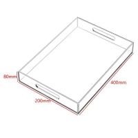 China Clear Acrylic Display Tray with Handles Decorative Serving Tray for Coffee Drinks Breakfast for sale