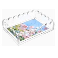China Gold Handles Clear Acrylic Display Tray Spill Proof Serving For Coffee Table for sale