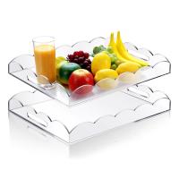 China Gold Handles Clear Acrylic Display Tray Spill Proof Serving For Coffee Table for sale
