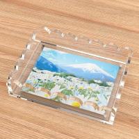 China Gold Handles Clear Acrylic Display Tray Spill Proof Serving For Coffee Table for sale
