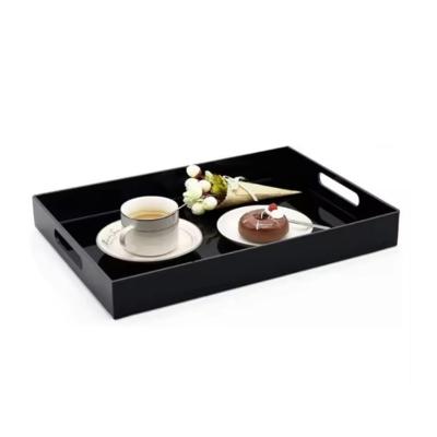 China 5MM Black Acrylic Serving Tray Rectangle For Hotels Resorts Hospitality for sale