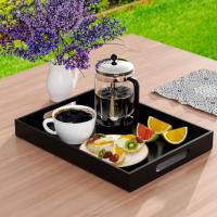 China 5MM Black Acrylic Serving Tray Rectangle For Hotels Resorts Hospitality for sale