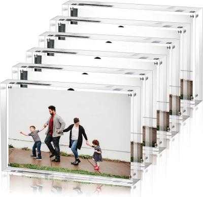 China Magnetic Closure And Double Sided Clear Acrylic Photo Frame For Desktop Decoration for sale