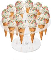 China Transparent 16 Hole Acrylic Display Holder With 3mm Thickened For Waffle Cone And Snack Display for sale