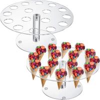 China Transparent 16 Hole Acrylic Display Holder With 3mm Thickened For Waffle Cone And Snack Display for sale