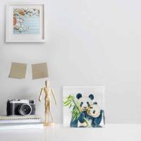 China 3D Printing Cute Panda Logo Solid Acrylic Display Blocks Clear For Personalized Gifts for sale
