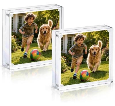 China Custom Size Clear Magnetic Acrylic Frames 4x4 Inches  For Table Top Display for sale