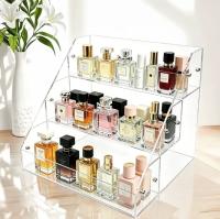 China OEM ODM 3 Floors Clear Acrylic Display Stand Holder For Cosmetics Makeup for sale