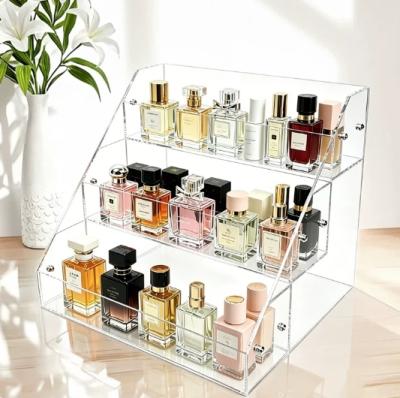 China OEM ODM 3 Floors Clear Acrylic Display Stand Holder For Cosmetics Makeup for sale