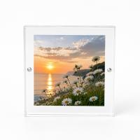 China 5x5 Inch Acrylic Magnetic Photo Frame Clear For Tabletop Home Office Display for sale