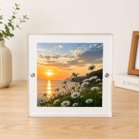 China 5x5 Inch Acrylic Magnetic Photo Frame Clear For Tabletop Home Office Display for sale