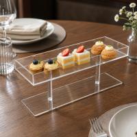 China Dessert Display Clear Square Acrylic Serving Tray For Cake Pastry Candy Food Riser for sale