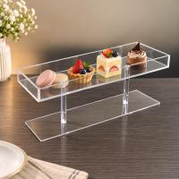 China Dessert Display Clear Square Acrylic Serving Tray For Cake Pastry Candy Food Riser for sale