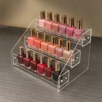 China 3 Tier Clear Acrylic Nail Polish Display Stand Cosmetic Bottle Storage Rack Organizer for Salon Home for sale