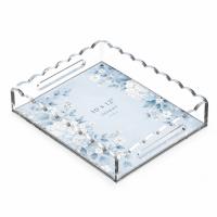 China 10x12 Inch Clear Photo Display Acrylic Scalloped Tray With Handles for sale