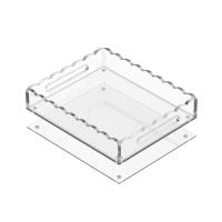China 10x12 Inch Clear Photo Display Acrylic Scalloped Tray With Handles for sale