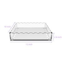 China 10x12 Inch Clear Photo Display Acrylic Scalloped Tray With Handles for sale