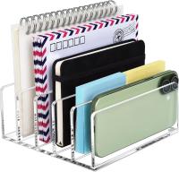 China Tabletop Mount 5 Compartments Custom Acrylic Holders Multifunction Desk Organizer for sale