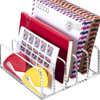 China Tabletop Mount 5 Compartments Custom Acrylic Holders Multifunction Desk Organizer for sale