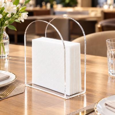 China 3MM Acrylic Napkin Holder Clear Tabletop Tissue Paper Dispenser Organizer For Restaurant Home Dining Table for sale