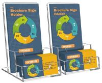 China Acrylic Brochure Holder Freestanding Stand with Business Card Pocket Desktop for Flyers Menus for sale