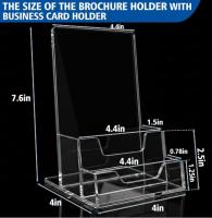China Acrylic Brochure Holder Freestanding Stand with Business Card Pocket Desktop for Flyers Menus for sale