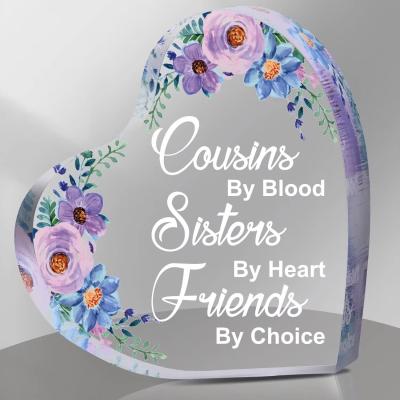 China UV Transparent Heart Shaped Solid Clear Acrylic Block With Customizable Sizes For Desktop Decoration for sale