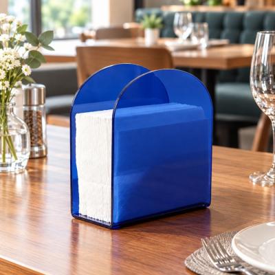 China Blue U Shape Acrylic Napkin Holder Tabletop For Tissue Paper for sale