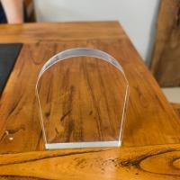 China Custom Arch Shape Solid Acrylic Block with Polished Finish for UV Printing Logo Display for sale
